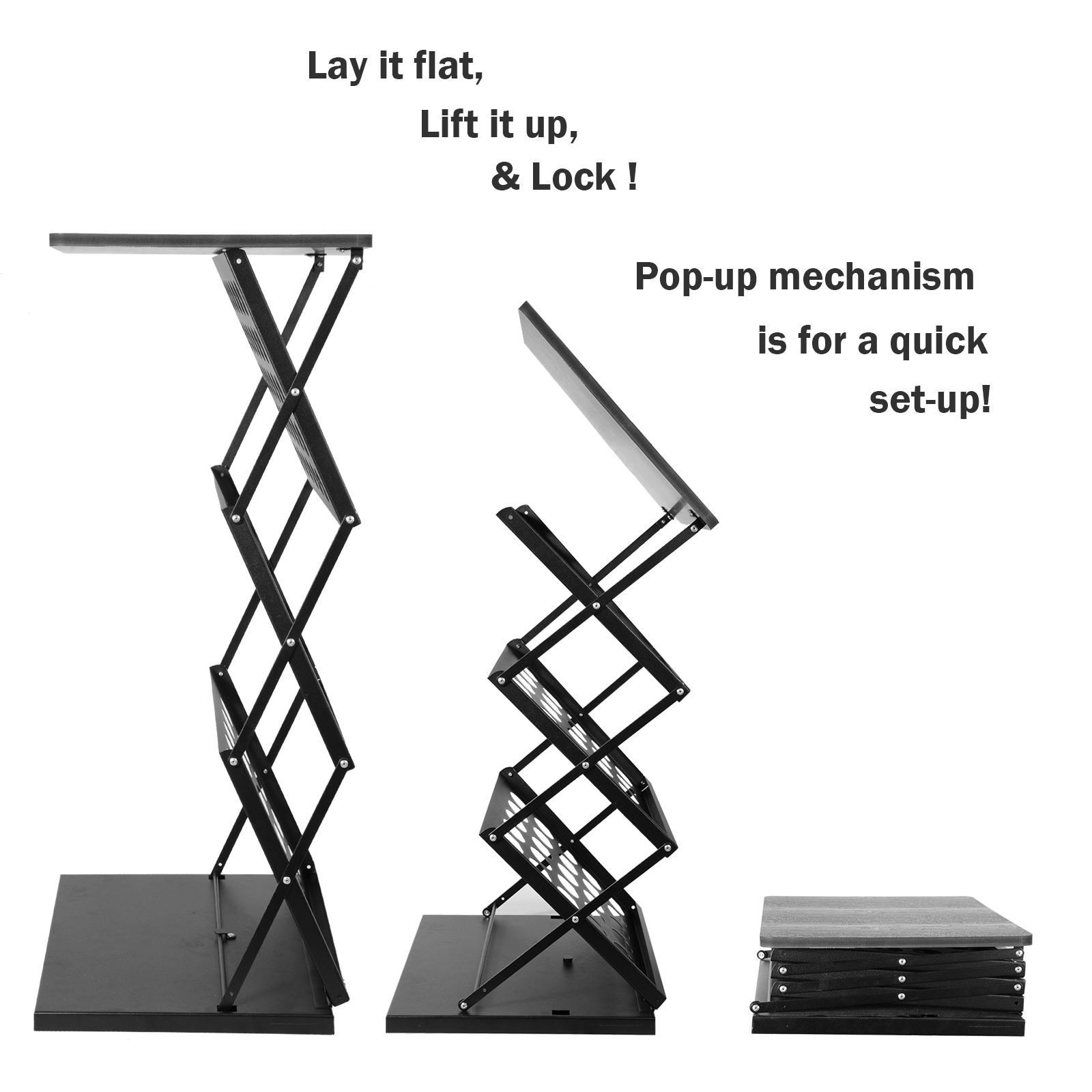 Iron Black Fold Durable Tabletop Brochure Display Stand - Shuoyi