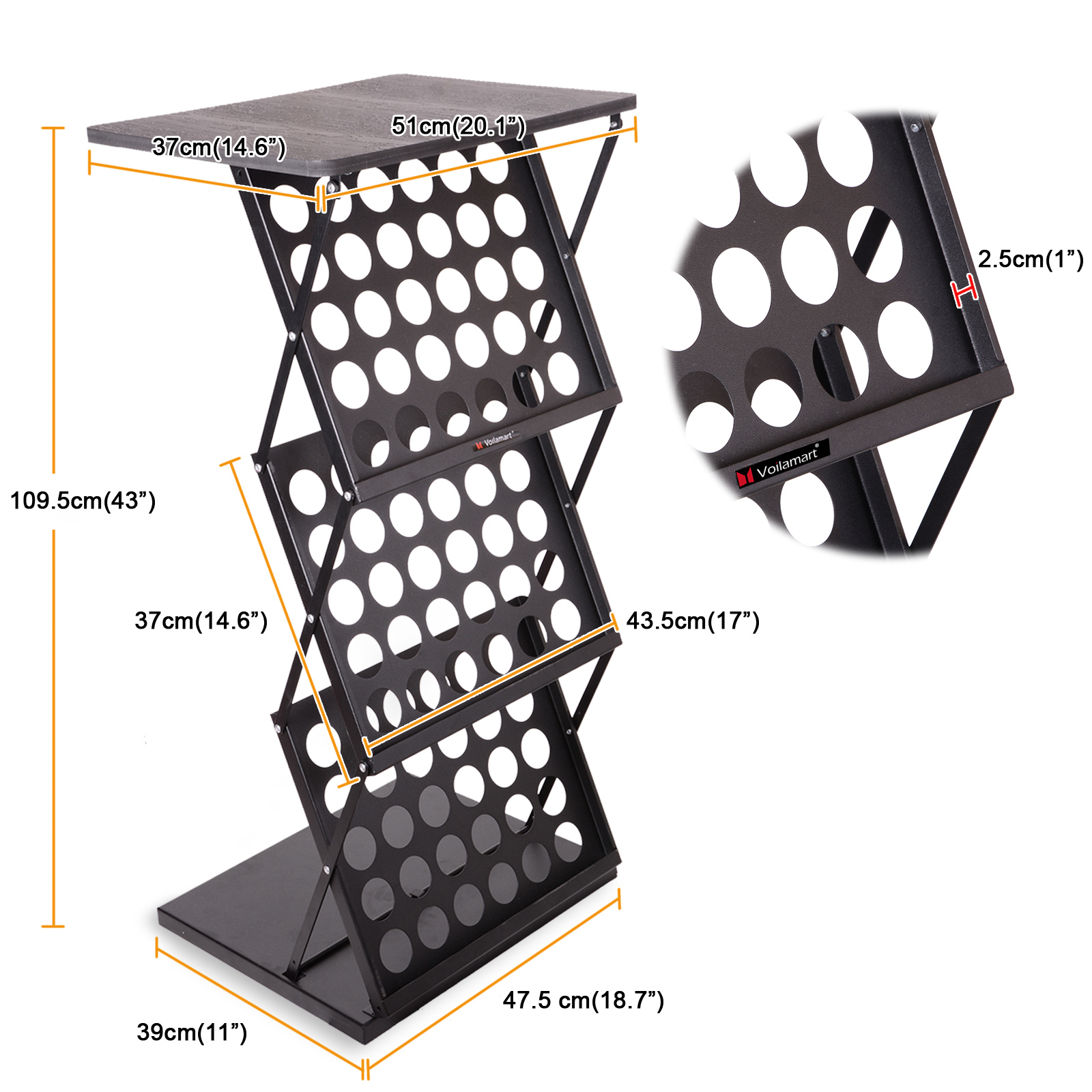 Iron Black Fold Durable Tabletop Brochure Display Stand - Shuoyi